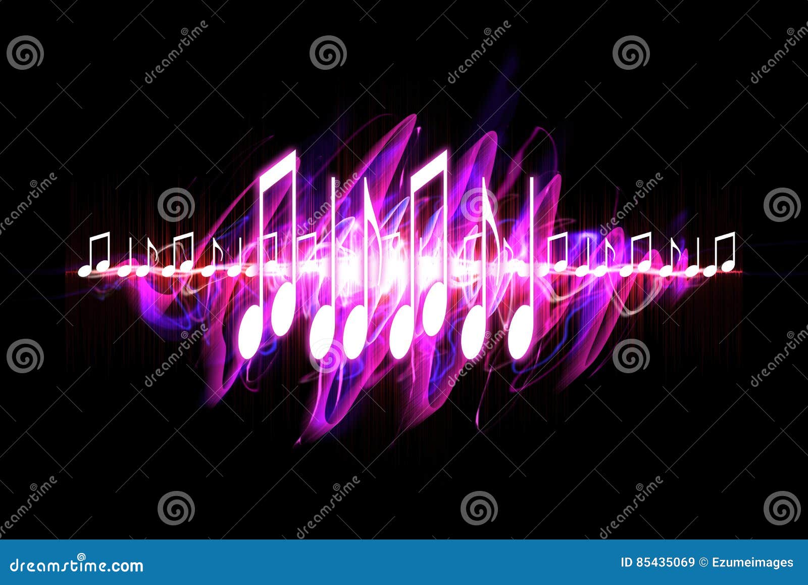 Neon Soundwave Notes stock illustration. Illustration of sound - 85435069