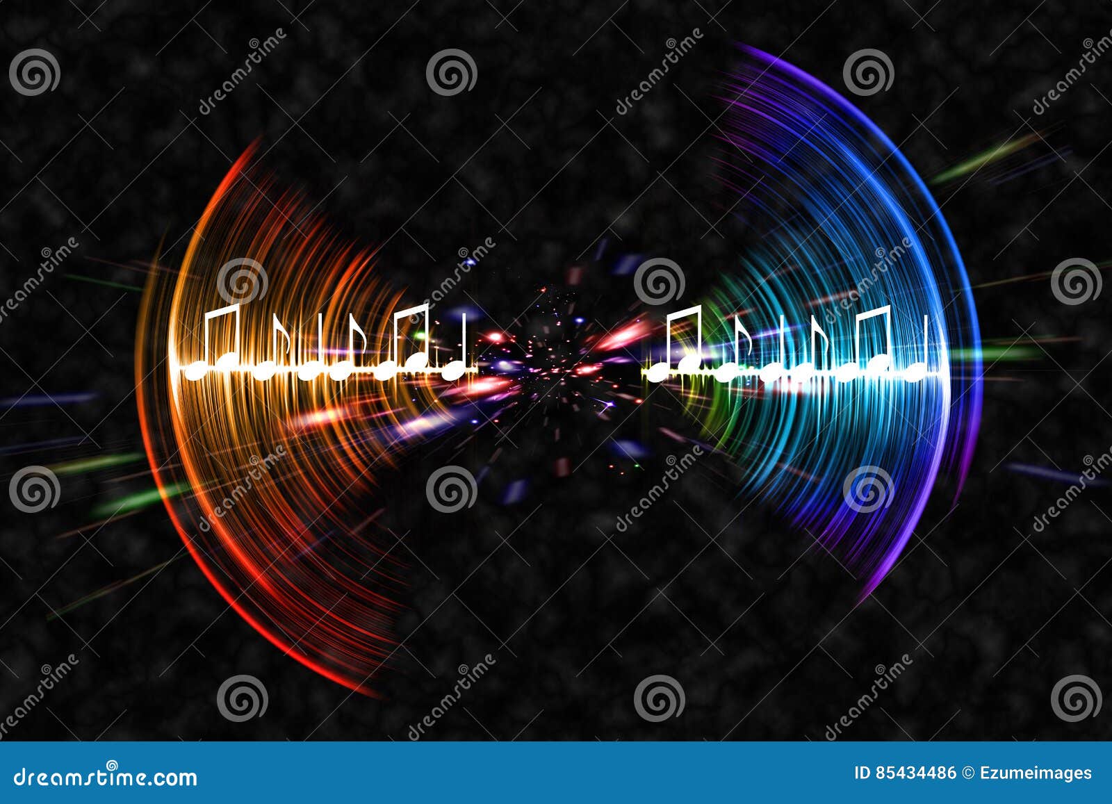 Neon Soundwave Notes stock illustration. Illustration of graph - 85434486