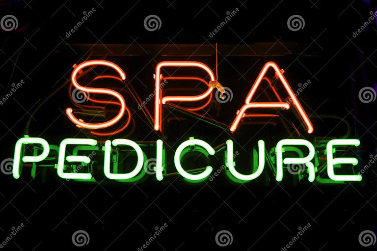 Neon Spa Pedicure sign stock image. Image of pedicure - 19232917