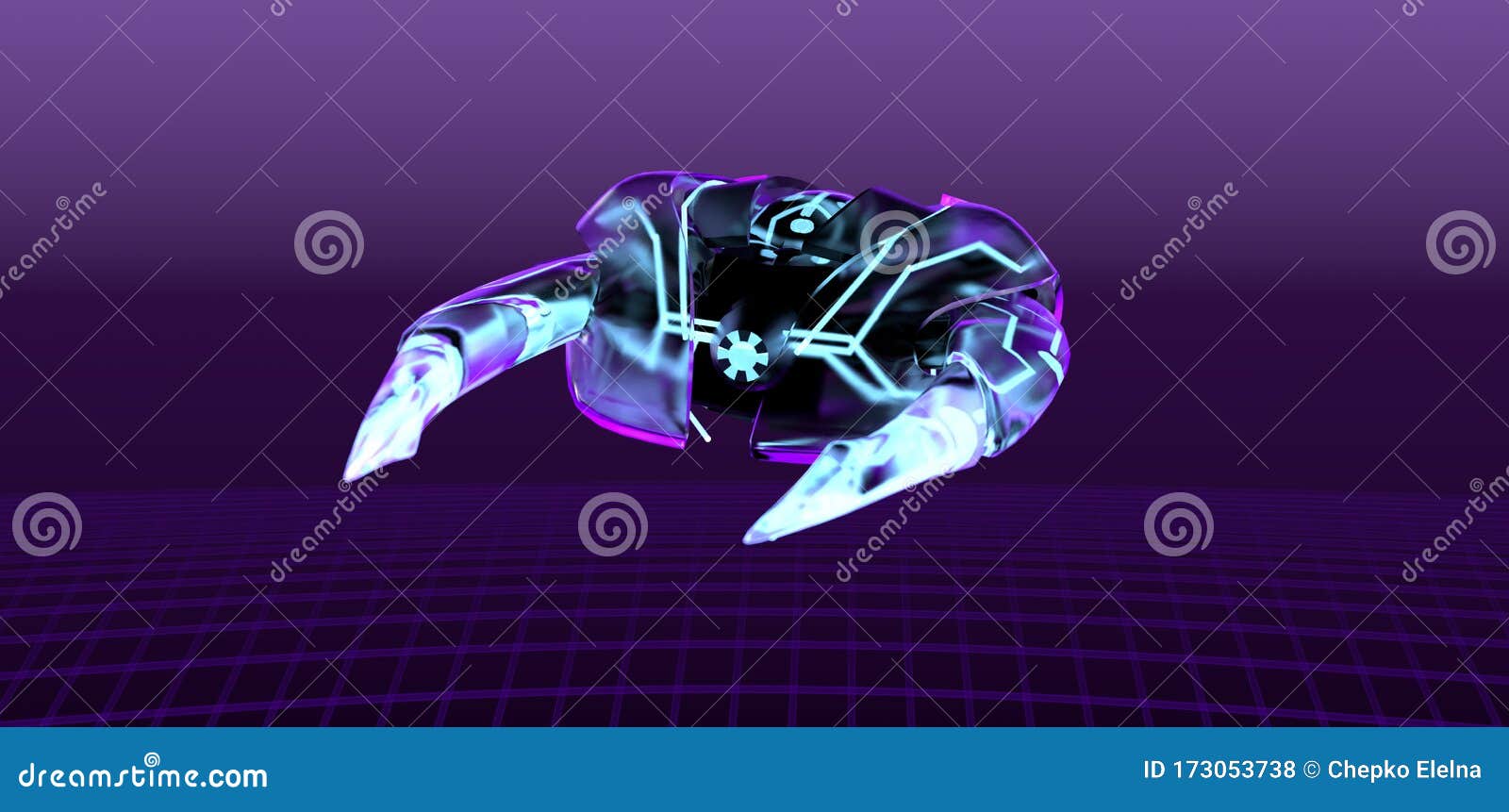 Neon Spaceship on Purple Bacground,cyber Pank,3d Render Stock ...