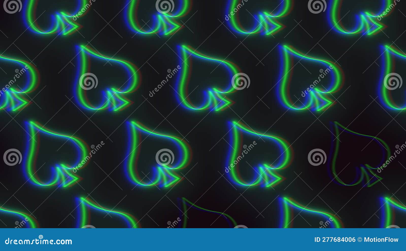 Neon Spades Card Pattern with Glitch Effect on Black Gradient Stock ...