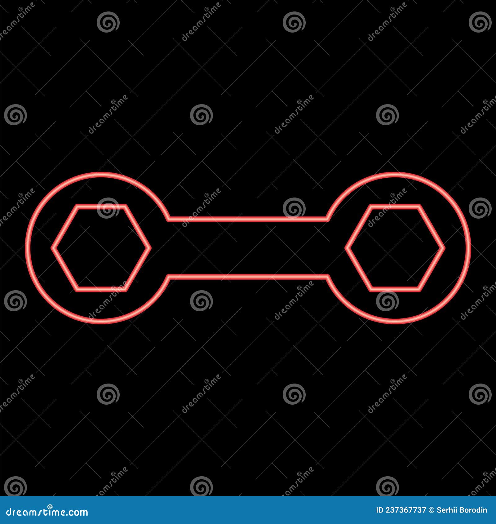 Neon Spanner Red Color Vector Illustration Image Flat Style Stock ...
