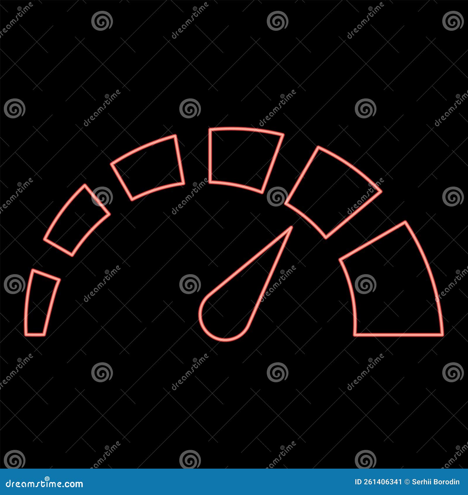 Neon Speedometer Red Color Vector Illustration Image Flat Style Stock ...