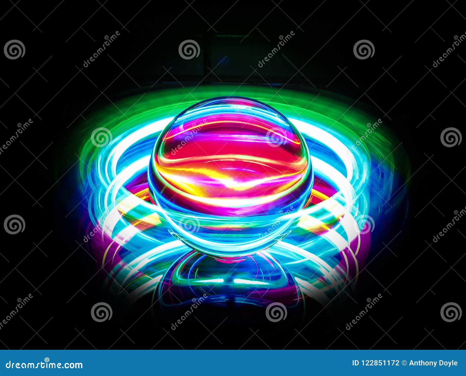 Neon sphere multicolour stock photo. Image of motion - 122851172