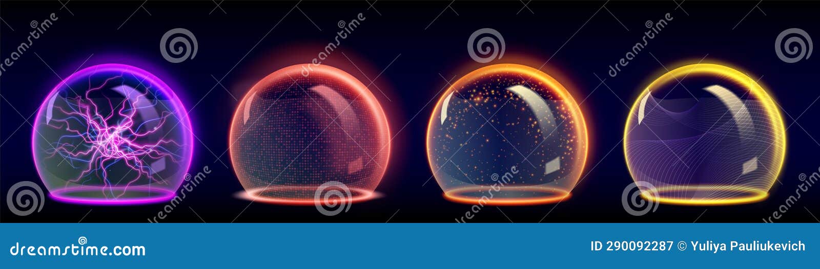 Neon Sphere Protect Shield with Glow Surface. Stock Vector ...