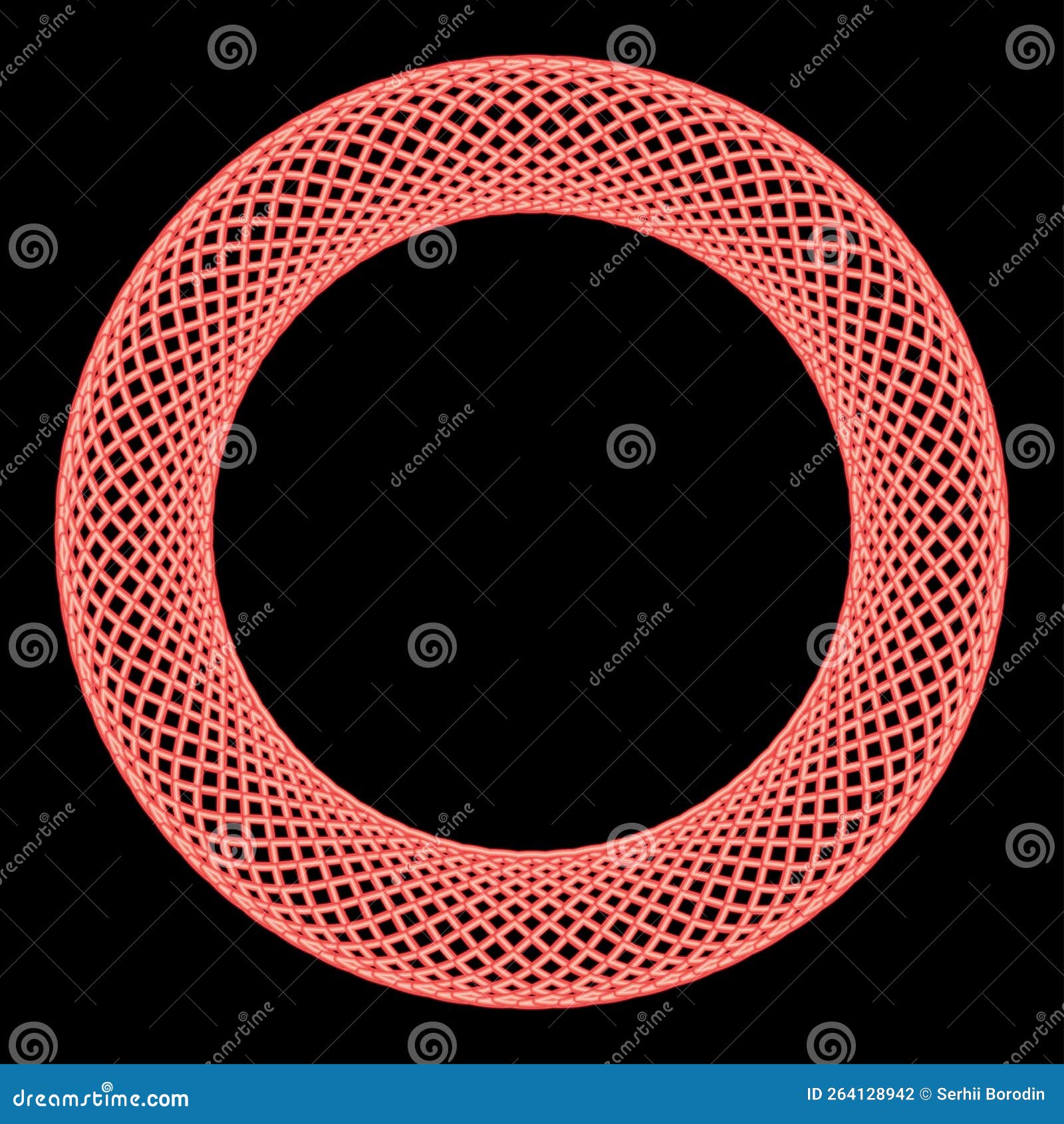Neon Spirograph Element Empty in Center Abstract Concentric Symbol Red ...