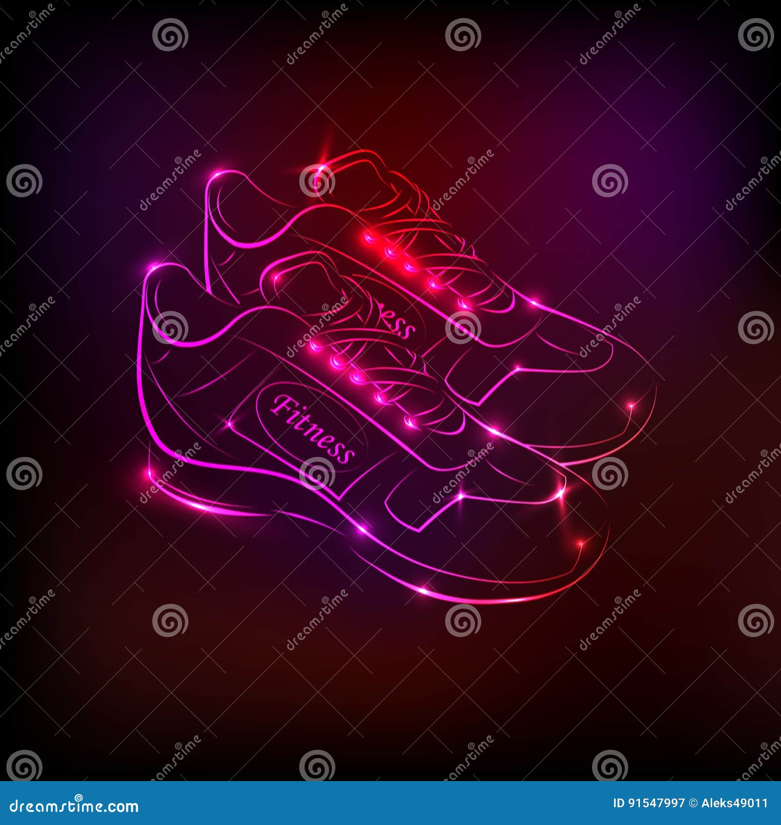 Neon sports sneakers stock vector. Illustration of shiny - 91547997