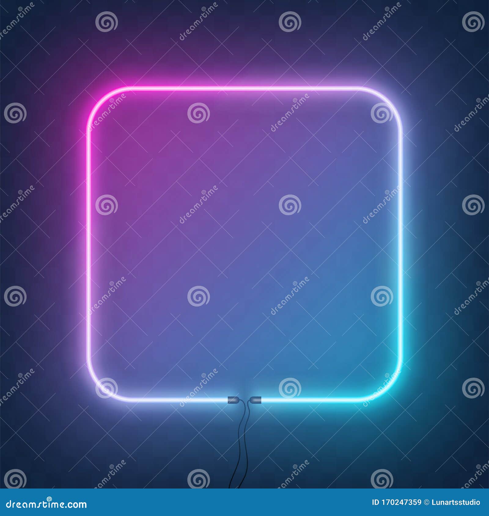 Neon Square Frame, Border with Wire. Neon Lights Sign. Vector Abstract ...