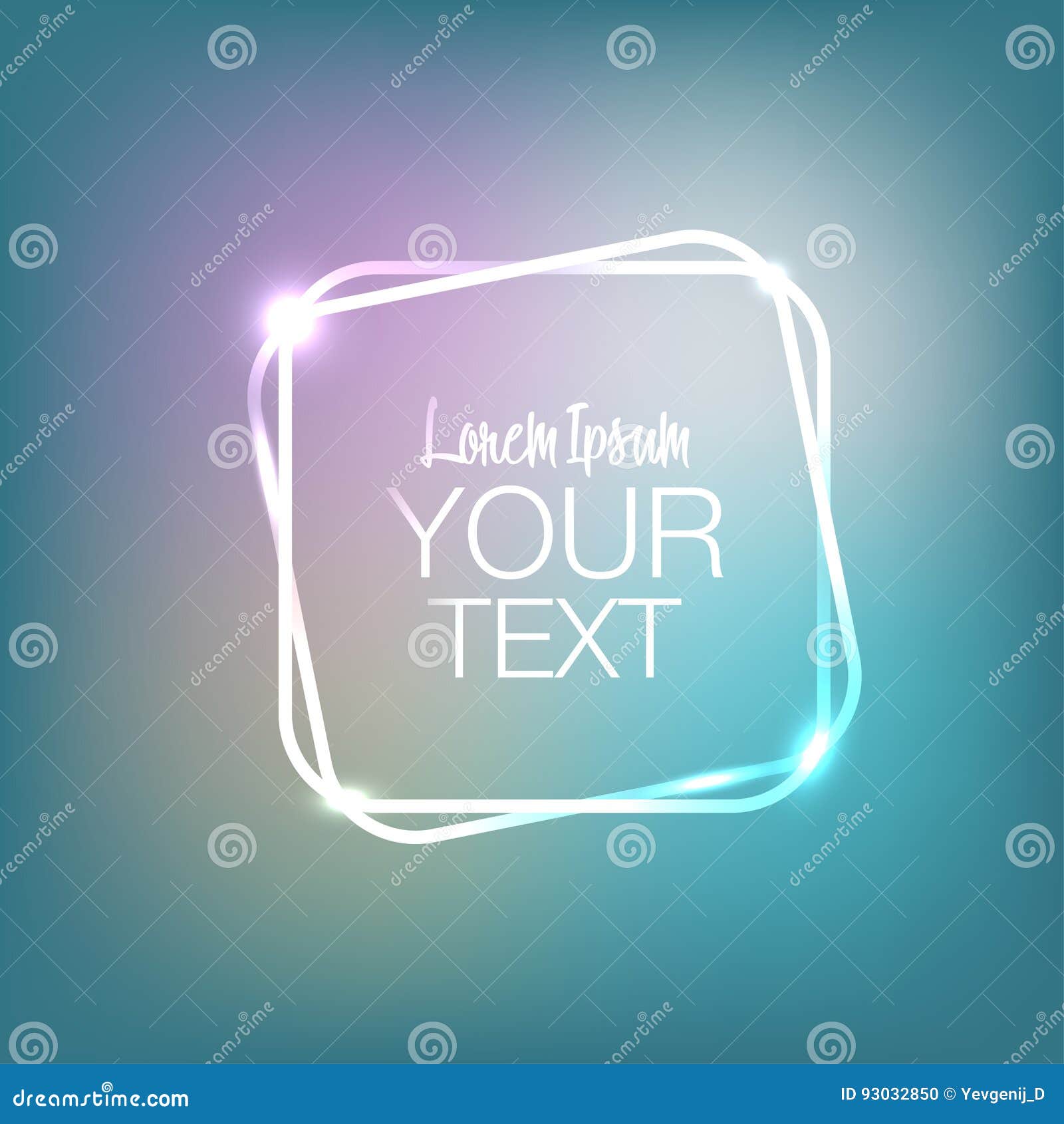Neon Square Frame with Glow Light Effect. Shining Square Banner with ...