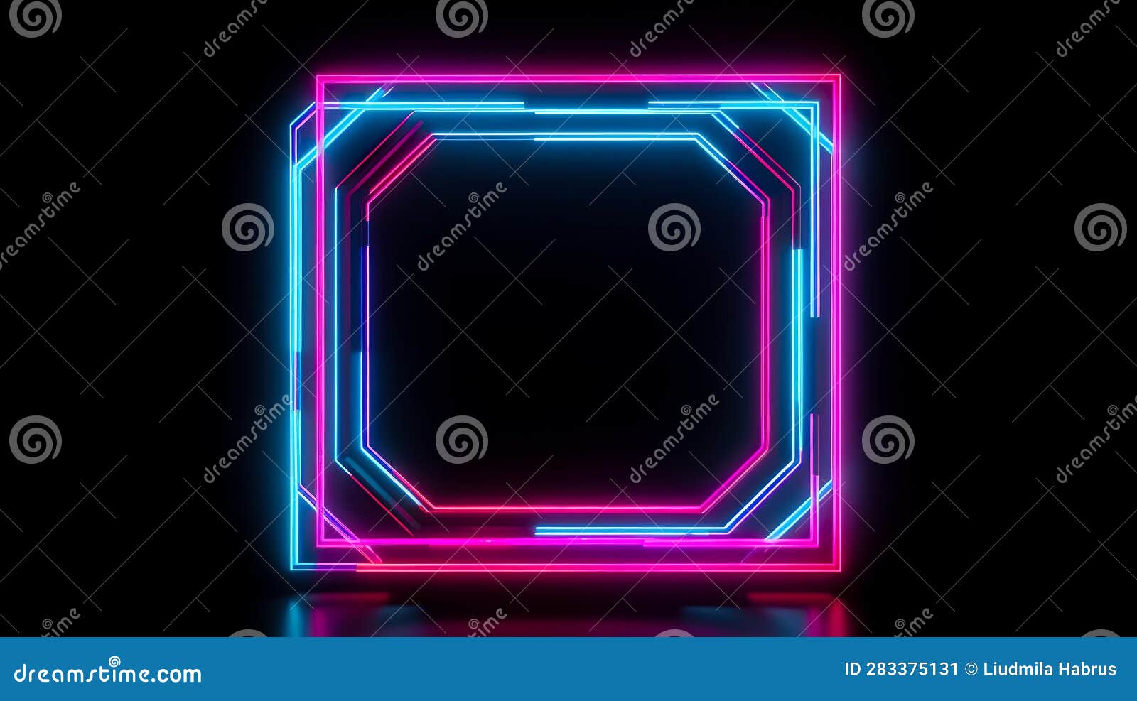 Neon Square Frame. Glowing Neon Square Frame Stock Illustration ...