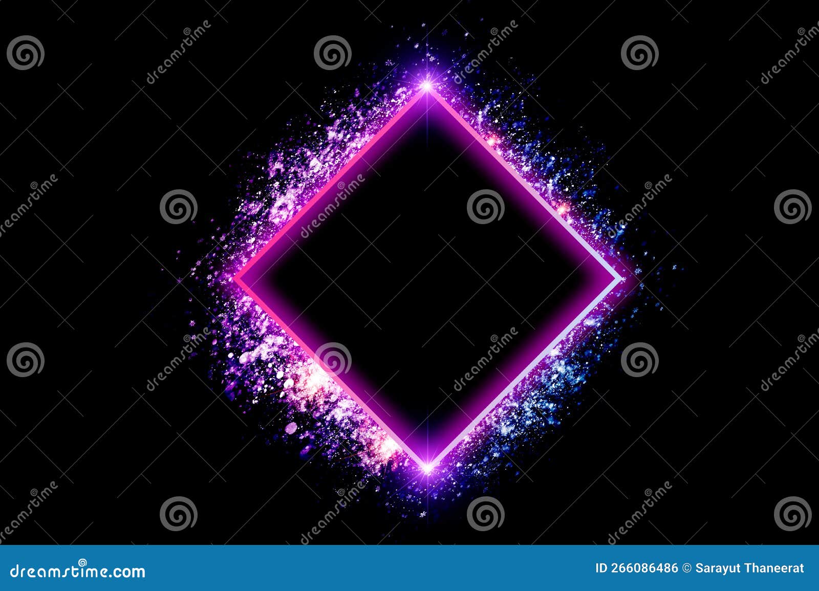 Neon Square Frame is a Neon Light Surrounded by Sparkling Stars Stock ...