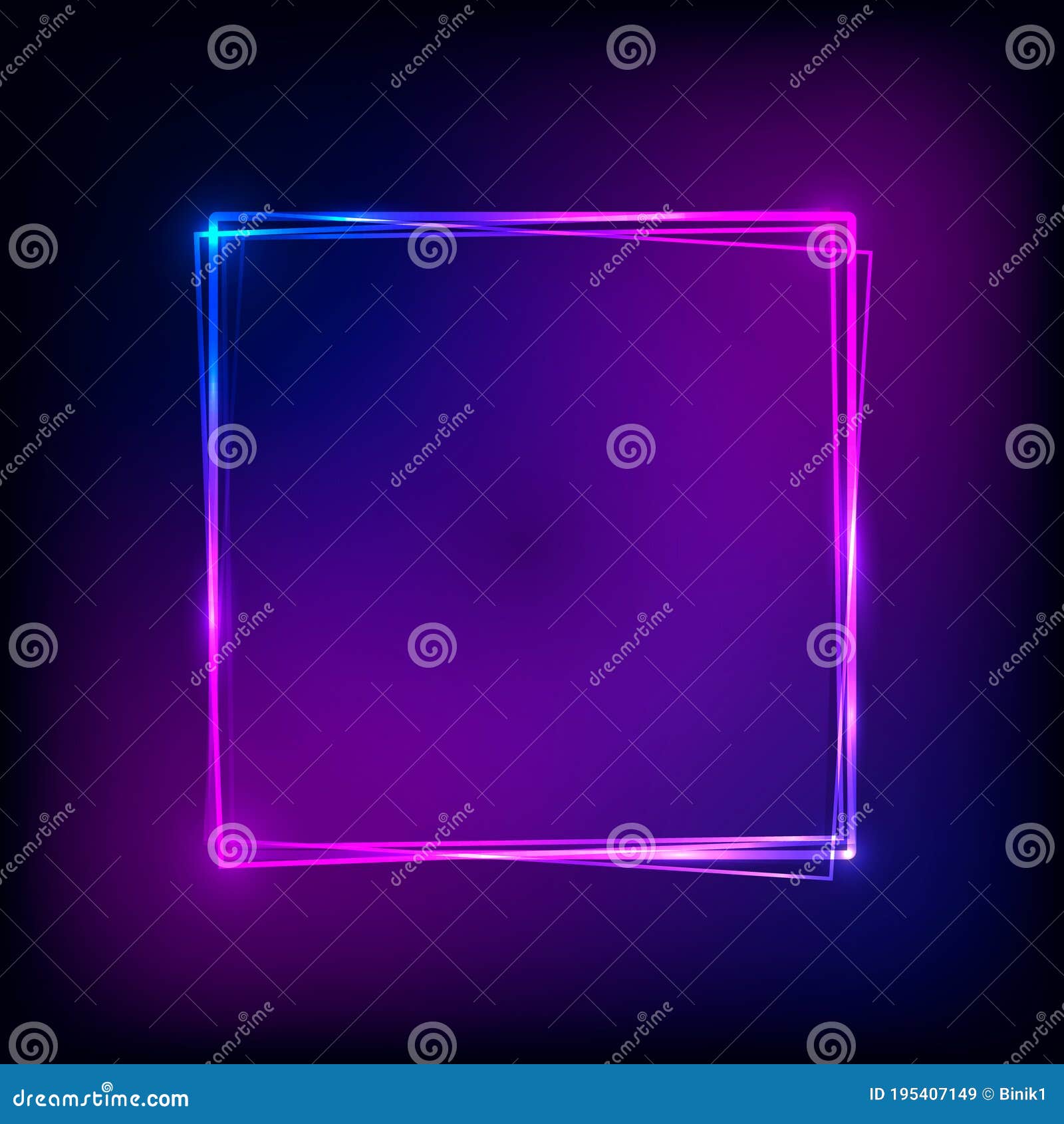 Neon Square Frame with Lights, Vector Illustration. Stock Vector ...