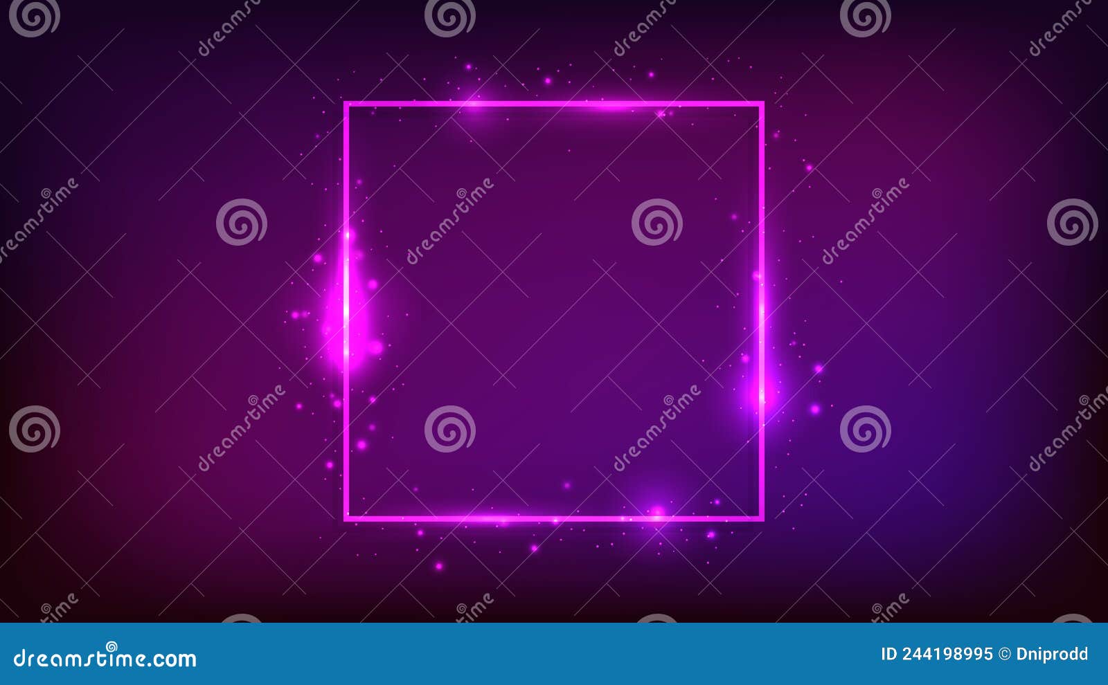 Neon Square Frame with Shining Effects Stock Vector - Illustration of ...