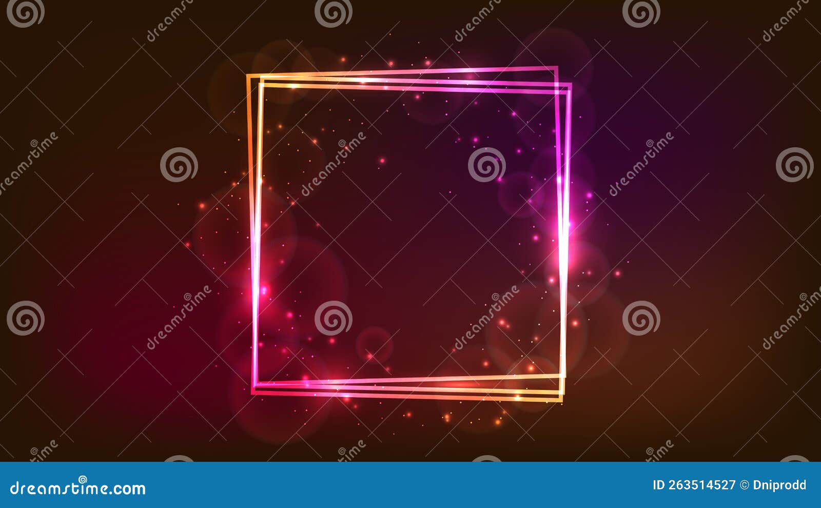 Neon Square Frame with Shining Effects and Sparkles Stock Vector ...