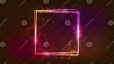 Neon Square Frame with Shining Effects and Sparkles Stock Vector ...