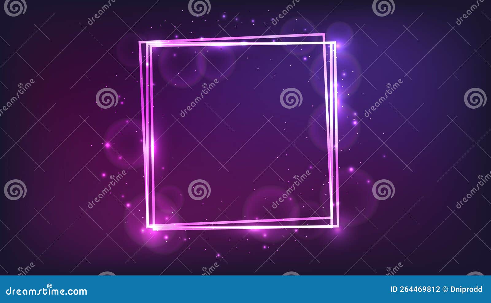 Neon Square Frame with Shining Effects and Sparkles Stock Vector ...