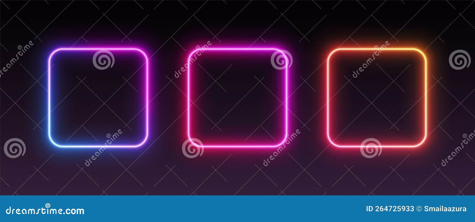 Neon Square Frames, Gradient Glowing Borders, Isolated UI Elements ...