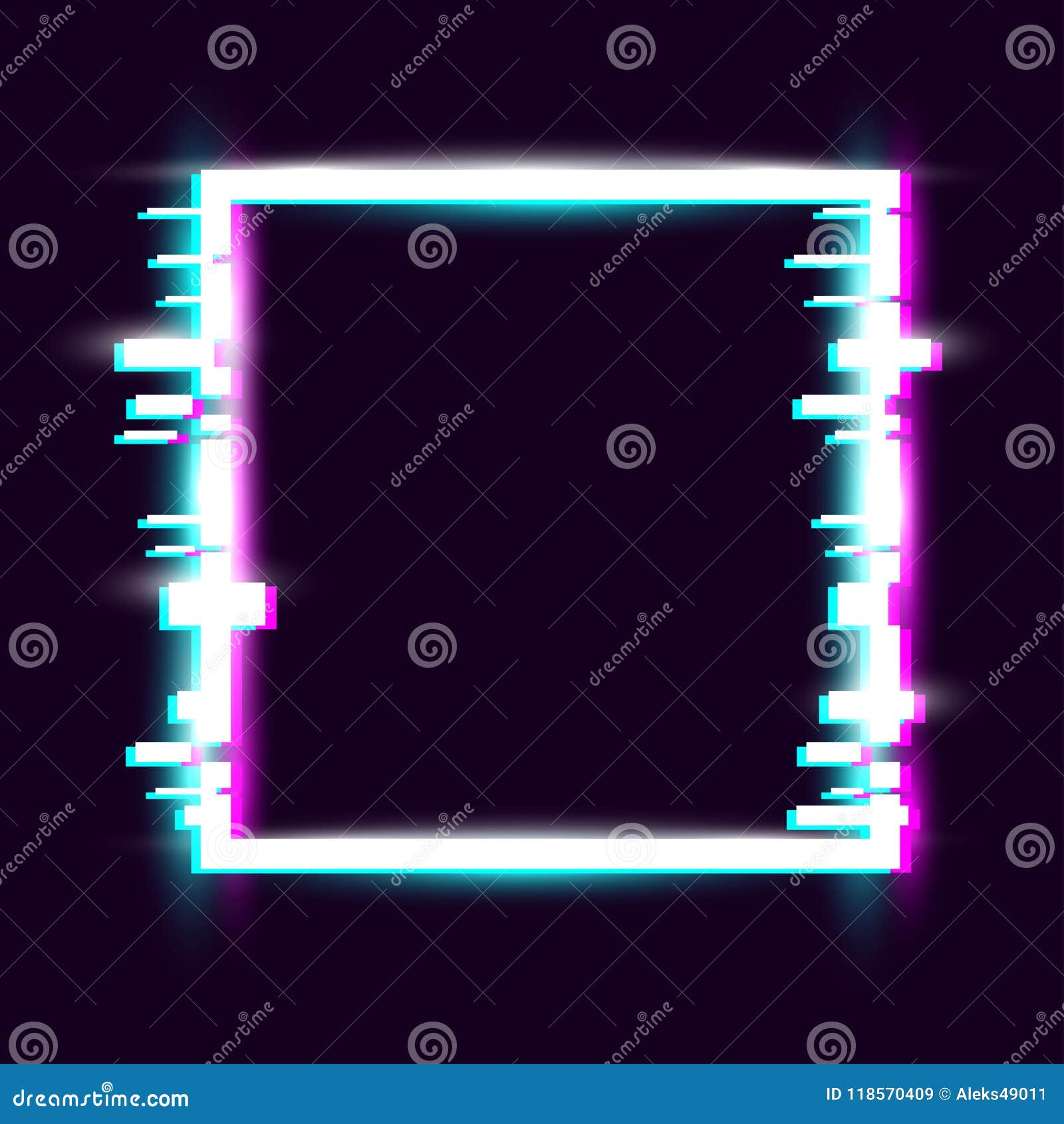 Square Glitch Effect In Space Laser Grid With Blue And Pink Glows And ...