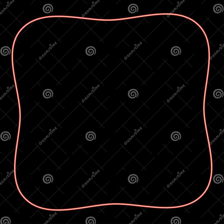 Neon Square Have Rounded Corners Rectangle Shape Red Color Vector ...