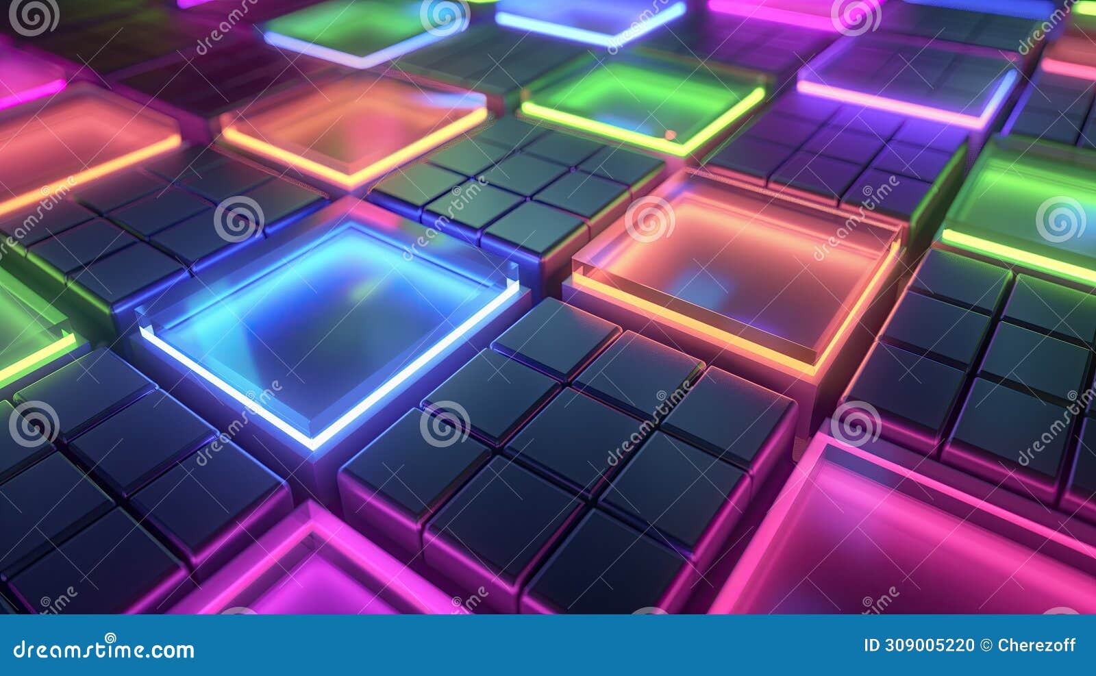 Neon squares effect stock illustration. Illustration of square - 309005220