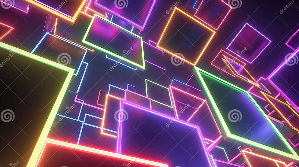 Neon squares effect stock illustration. Illustration of rectangle ...