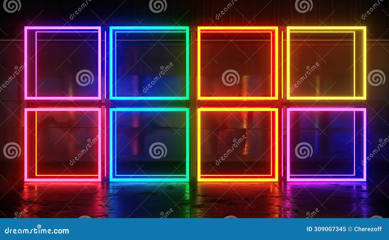 Neon squares effect stock illustration. Illustration of circle - 309007345