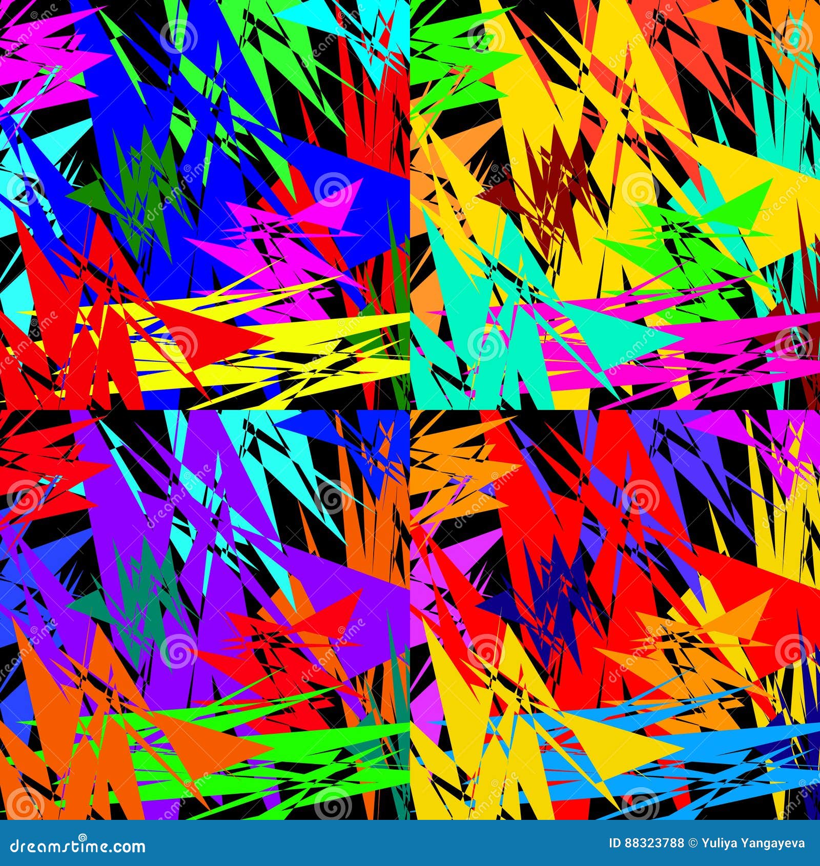 Neon Squares from Triangles. Stock Vector - Illustration of graphic ...