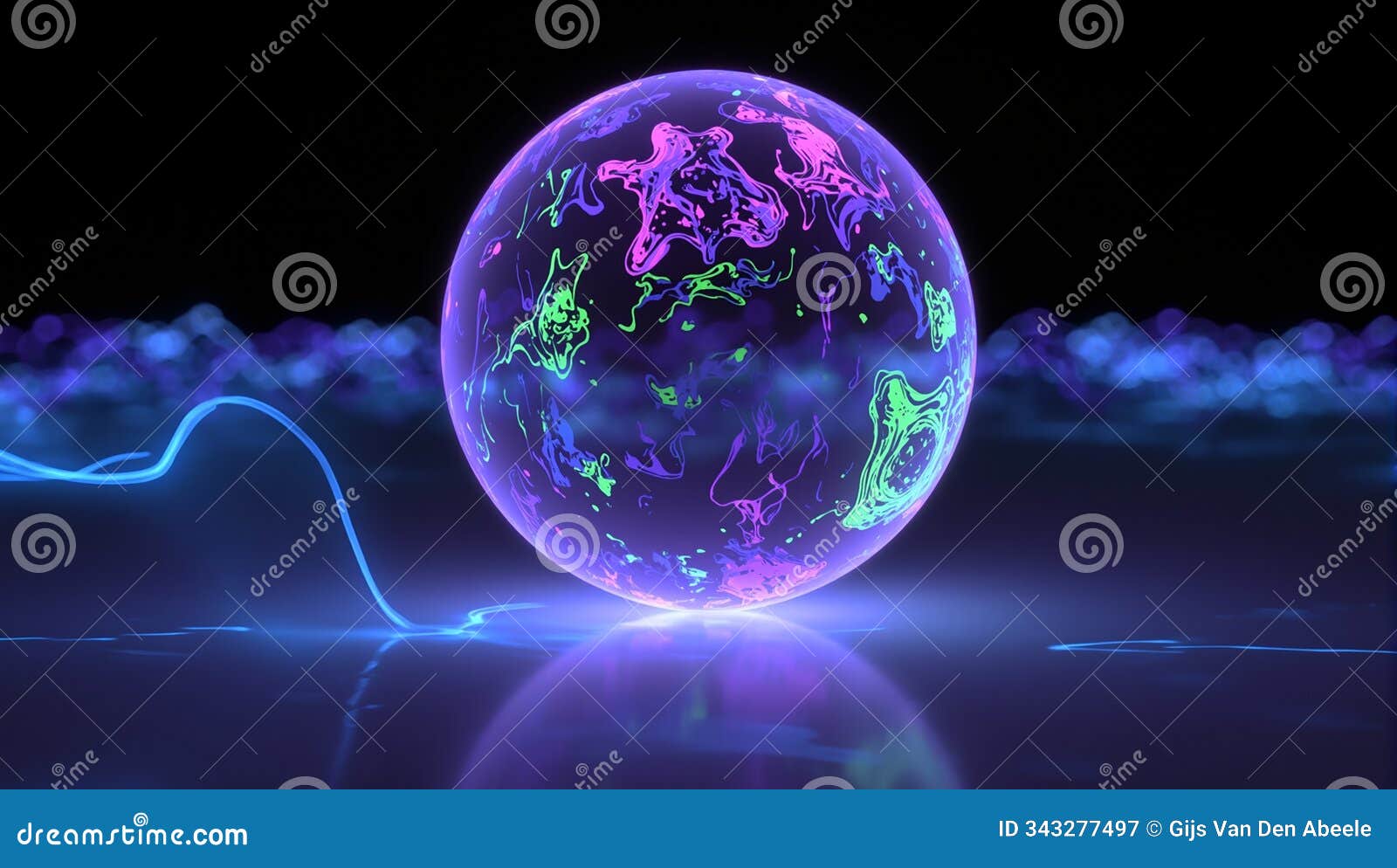 Neon Squash Ball Bouncing with Streaks of Light Stock Illustration ...