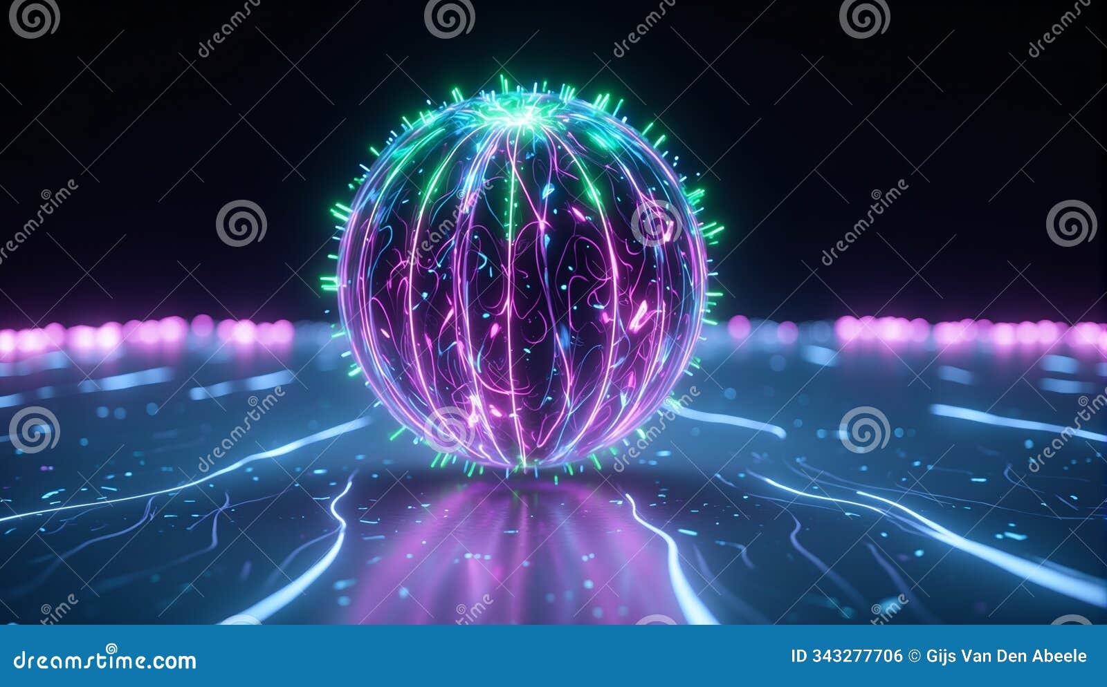 Neon Squash Ball Bouncing with Streaks of Light Stock Illustration ...
