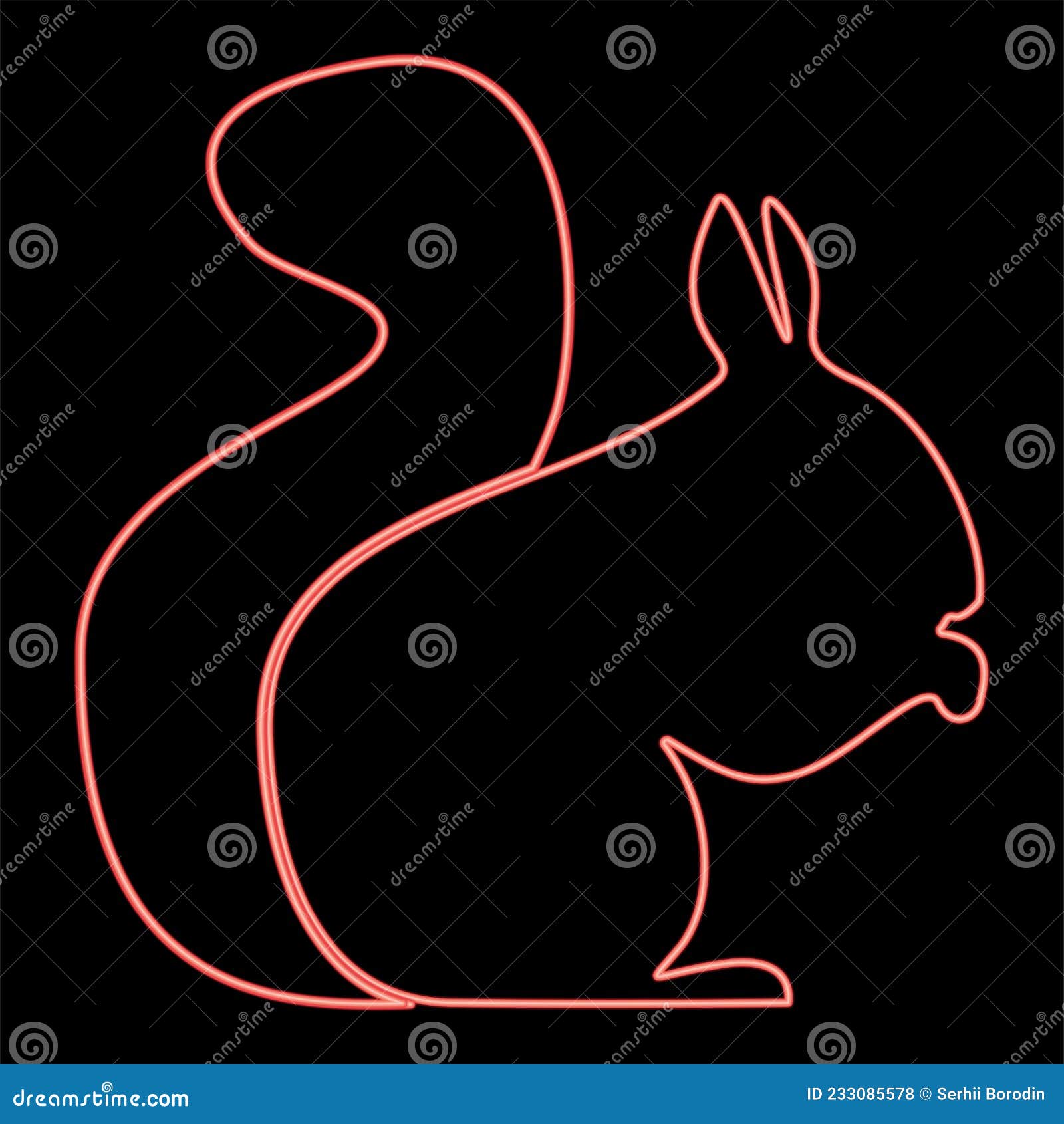 Neon Squirrel Red Color Vector Illustration Flat Style Image Stock ...