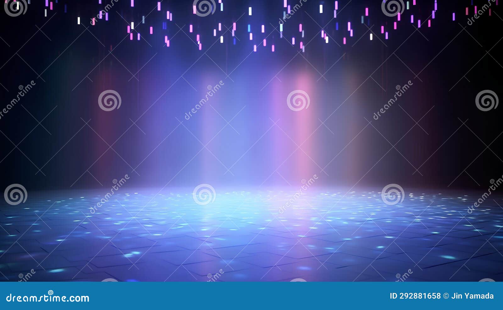 Neon Stage Background with Lights and Spotlights, 3d Render Stock ...