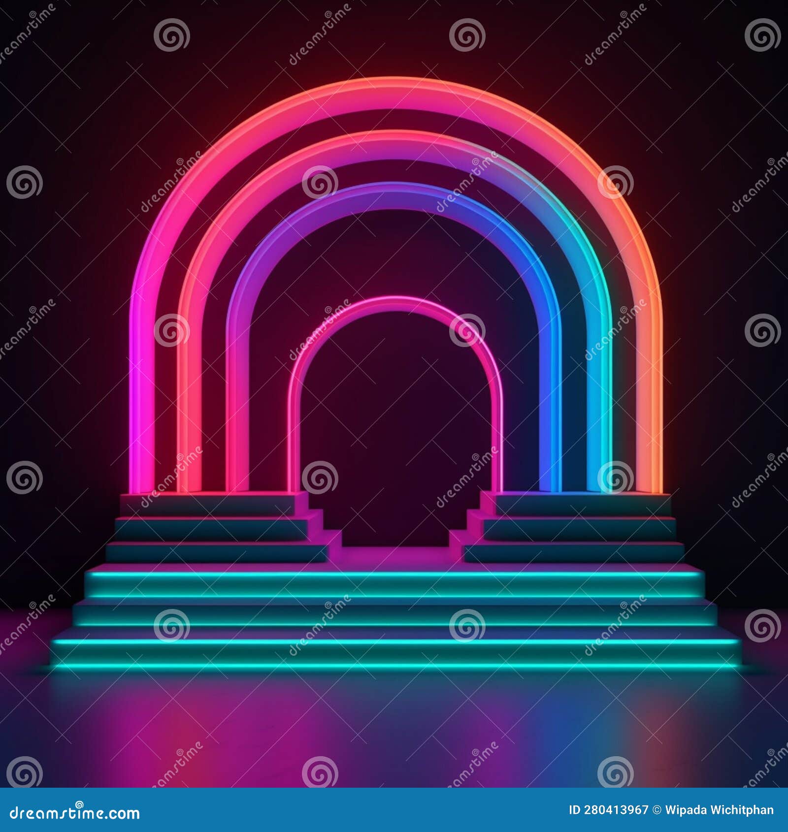 Neon Stage, Neon Light Decorated Room Background, Neon Light ...