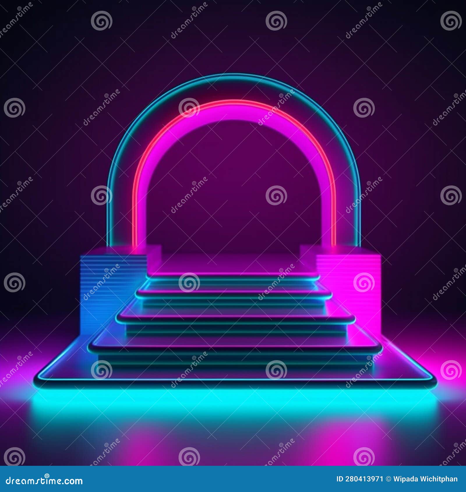 Neon Stage, Neon Light Decorated Room Background, Neon Light ...