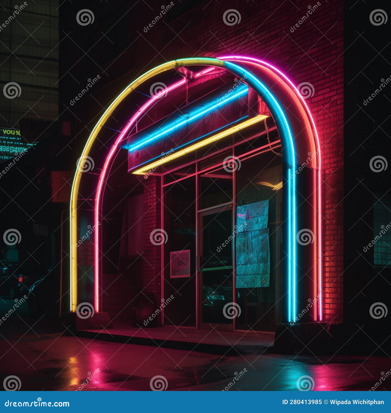 Neon Stage, Neon Light Decorated Room Background, Neon Light ...