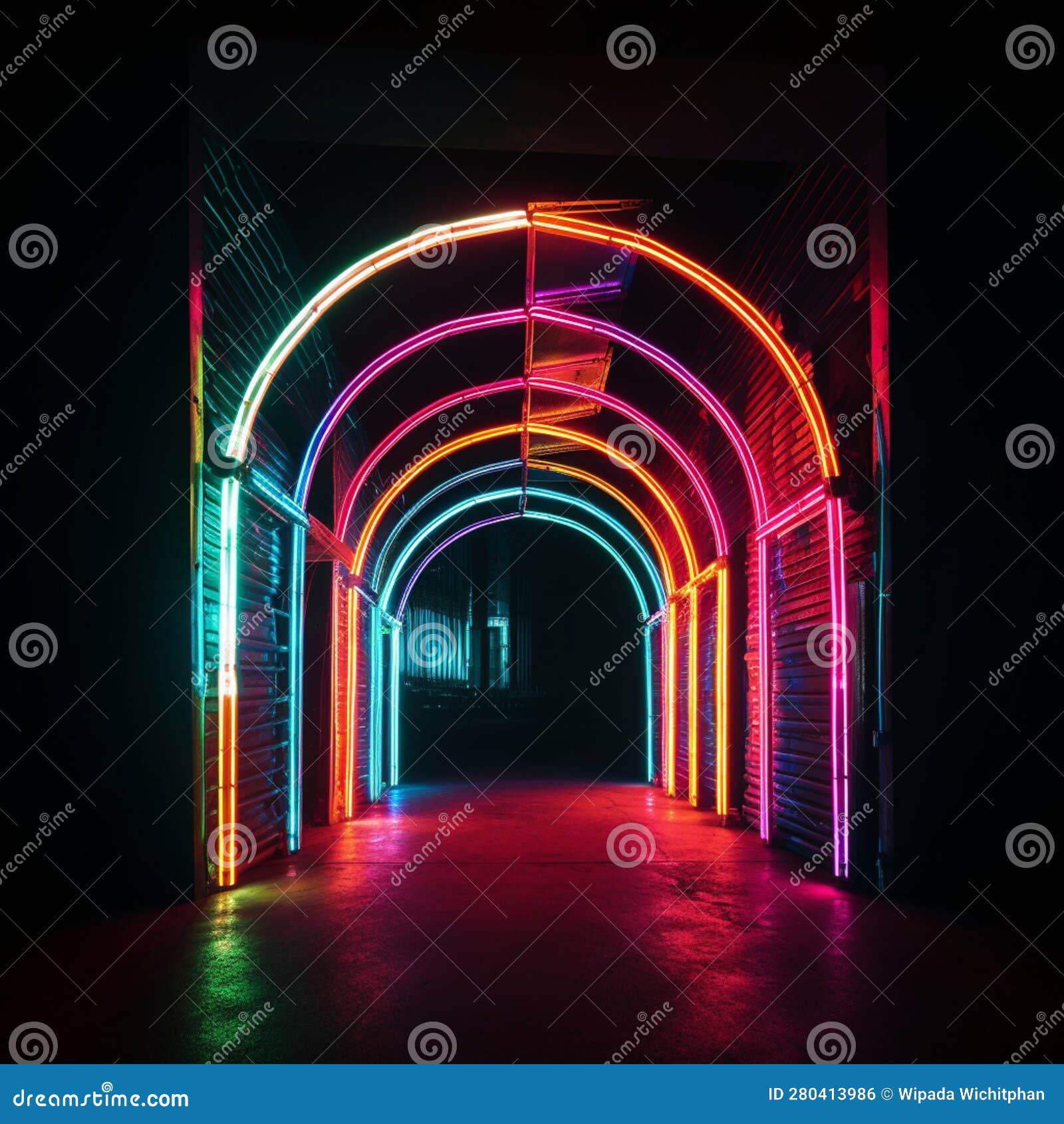 Neon Stage, Neon Light Decorated Room Background, Neon Light ...