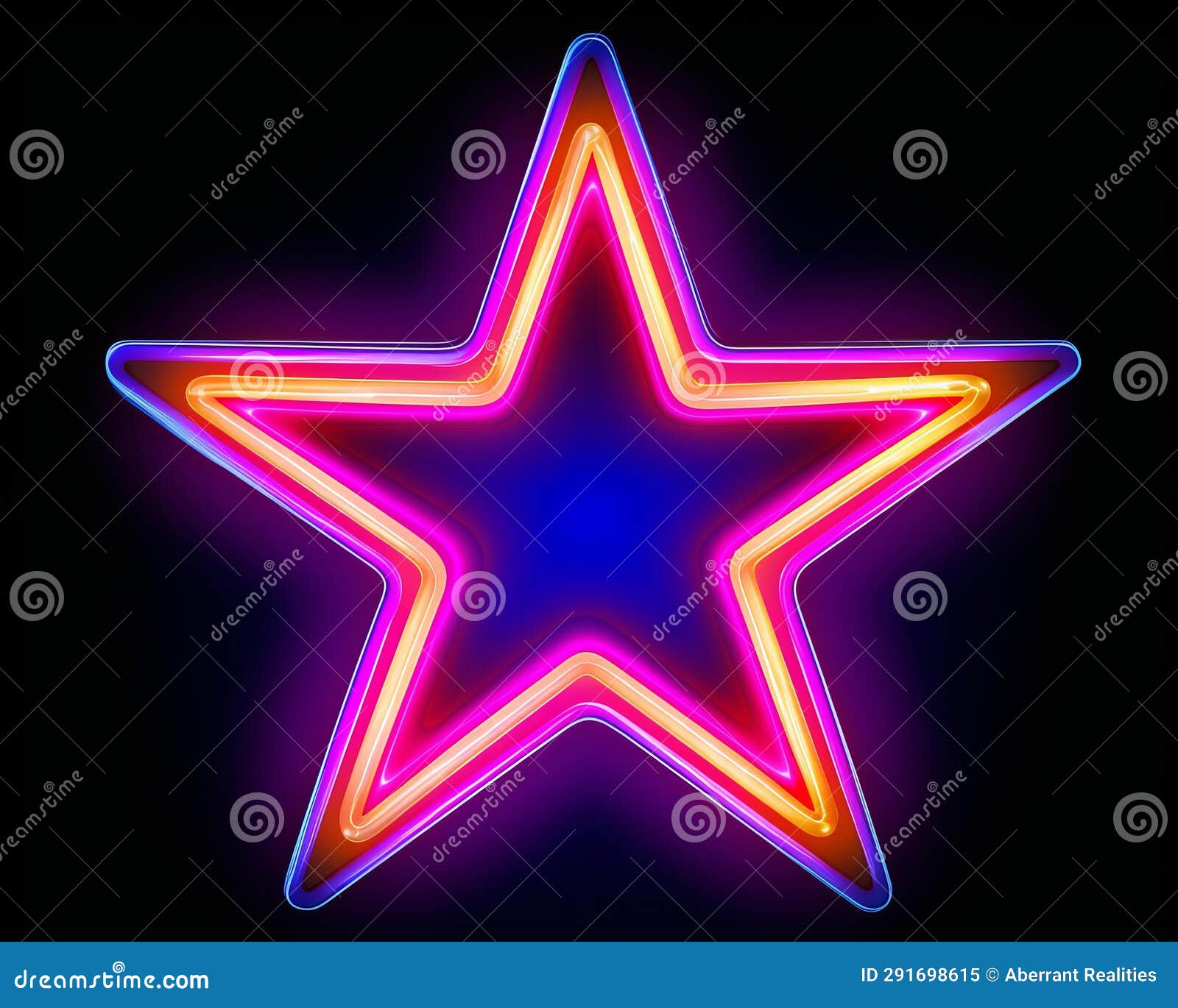 Neon Star on Black Background Stock Illustration - Illustration of font ...