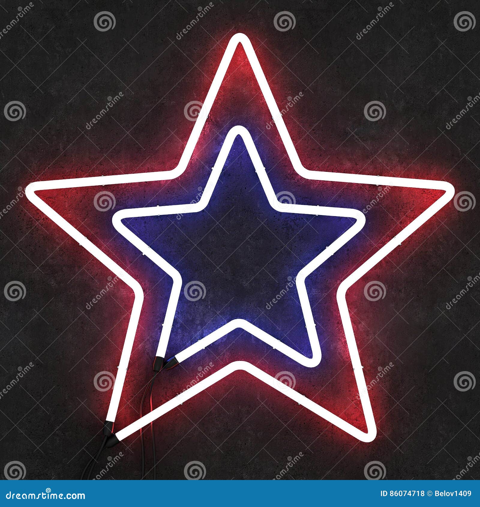 Neon Star on Concrete Background Stock Illustration - Illustration of ...