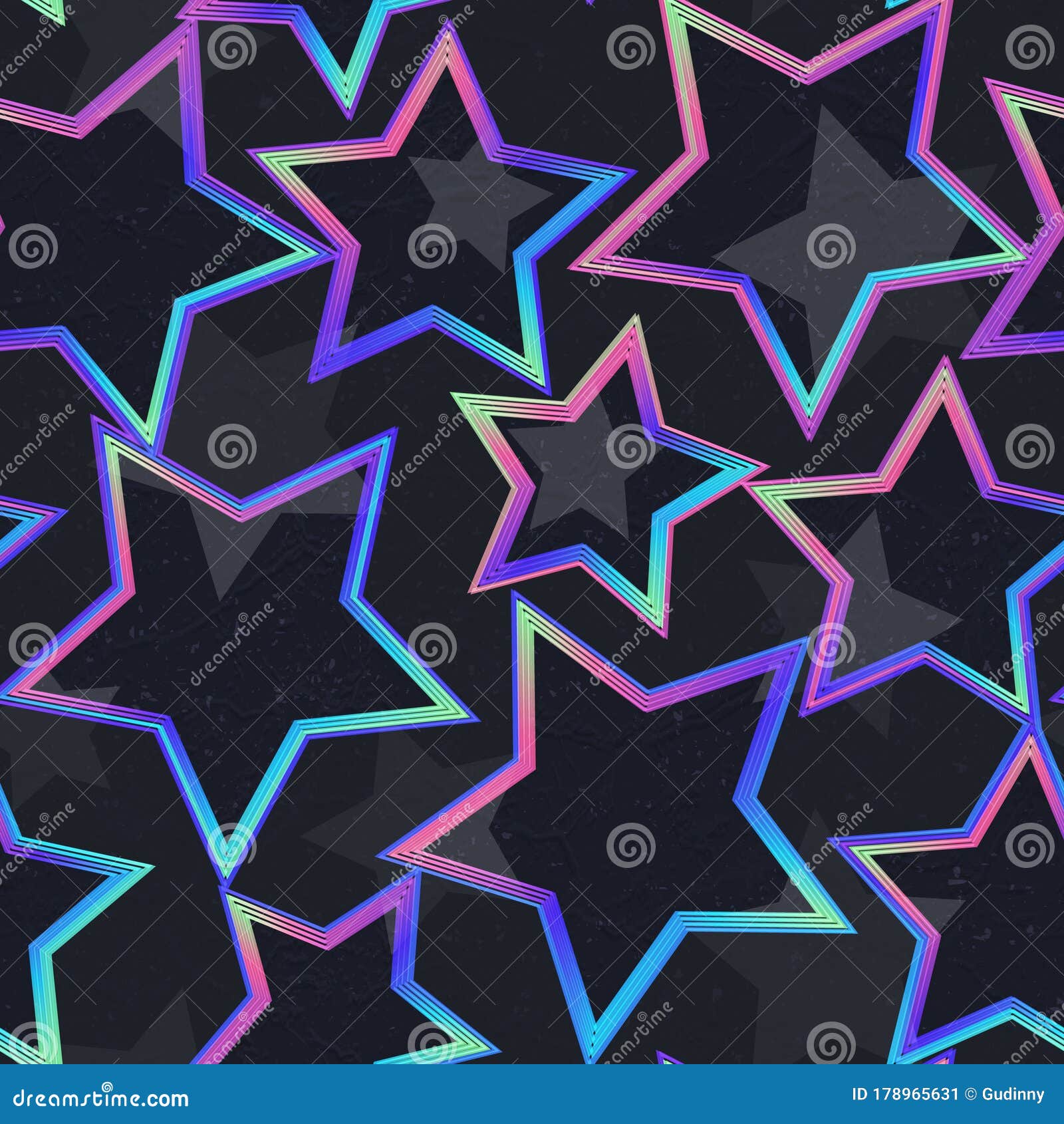 Neon Star Geometric Seamless Pattern Stock Vector - Illustration of ...