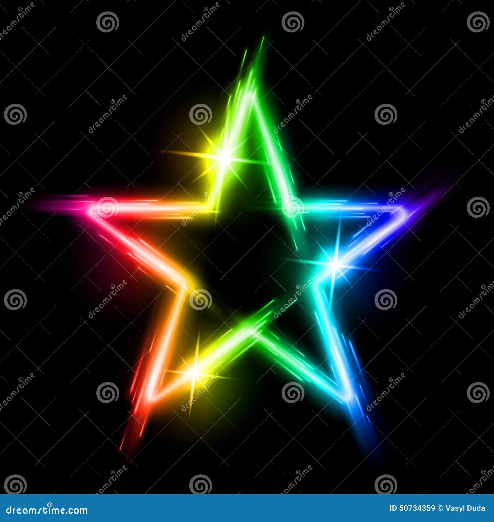 Neon star stock vector. Illustration of backdrop, abstract - 50734359