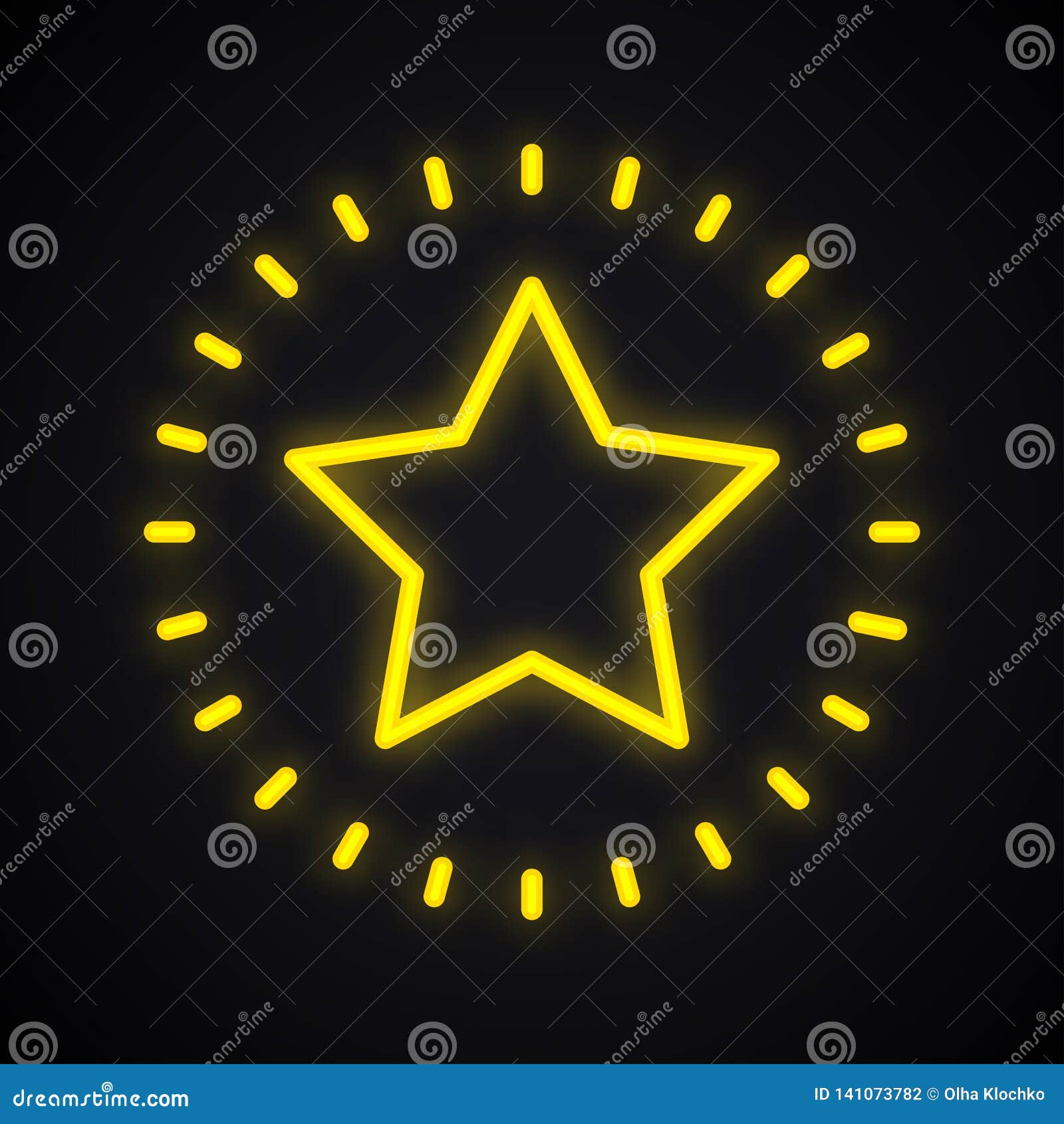 Neon Star Sign. Glowing Star Shape Symbol. Stock Vector - Illustration ...