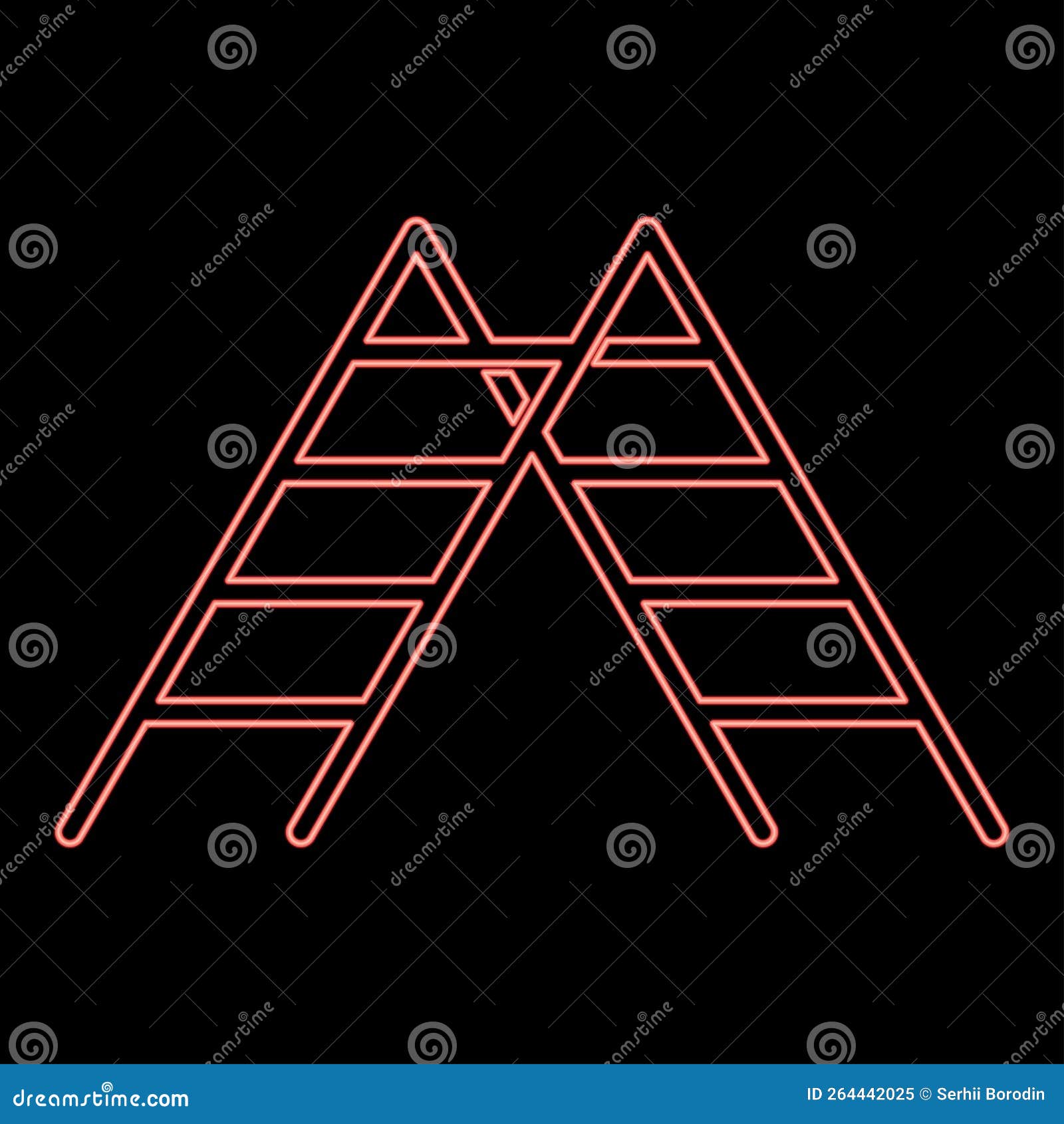 Neon Step Ladder Icon Black Color Vector Illustration Flat Style Image ...