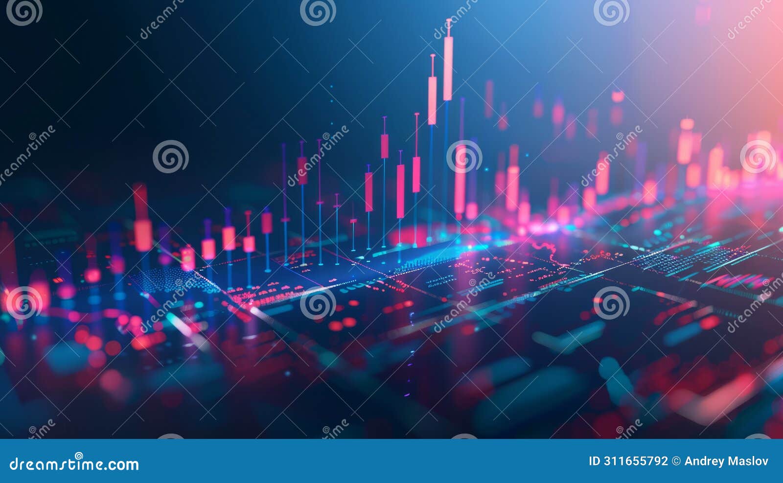 Neon Stock Market Graph on Digital Board Stock Photo - Image of ...