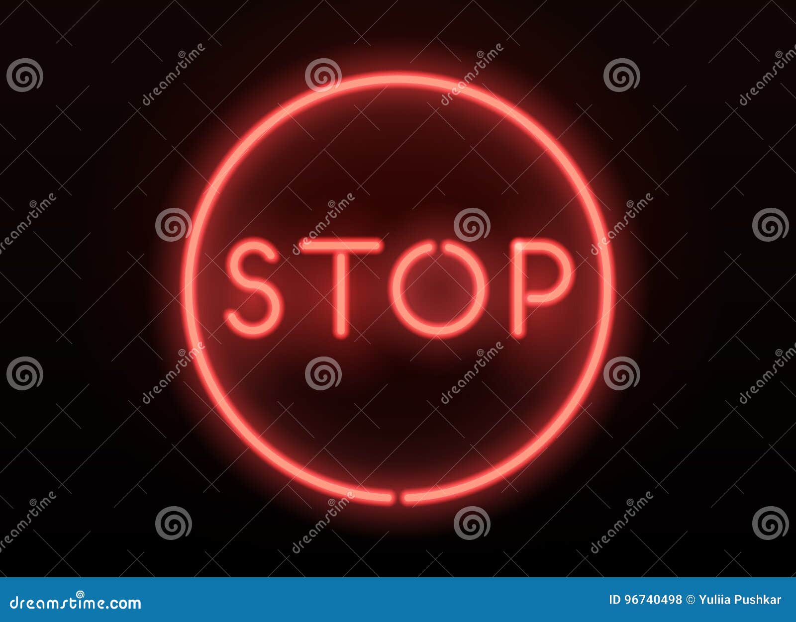 Neon Stop Sign. Vector Realistic Neon Letters Stock Vector ...