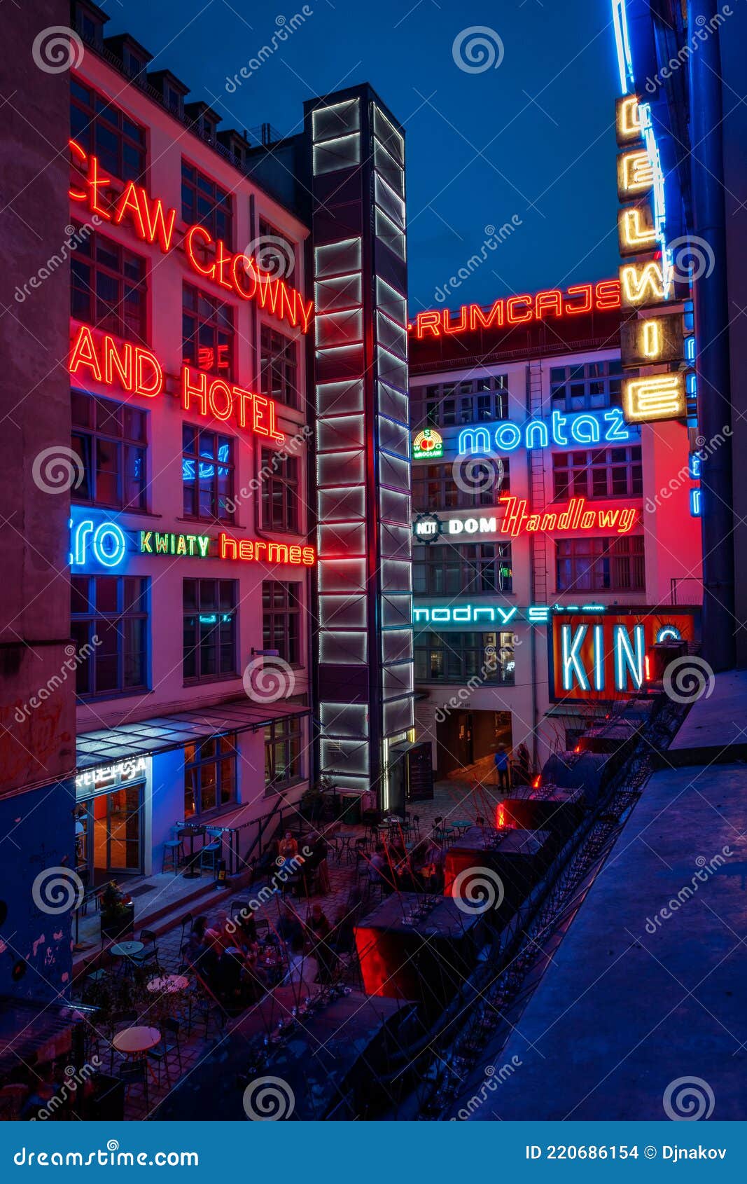 Neon Street in Wroclaw in Poland at Night Editorial Stock Image - Image ...