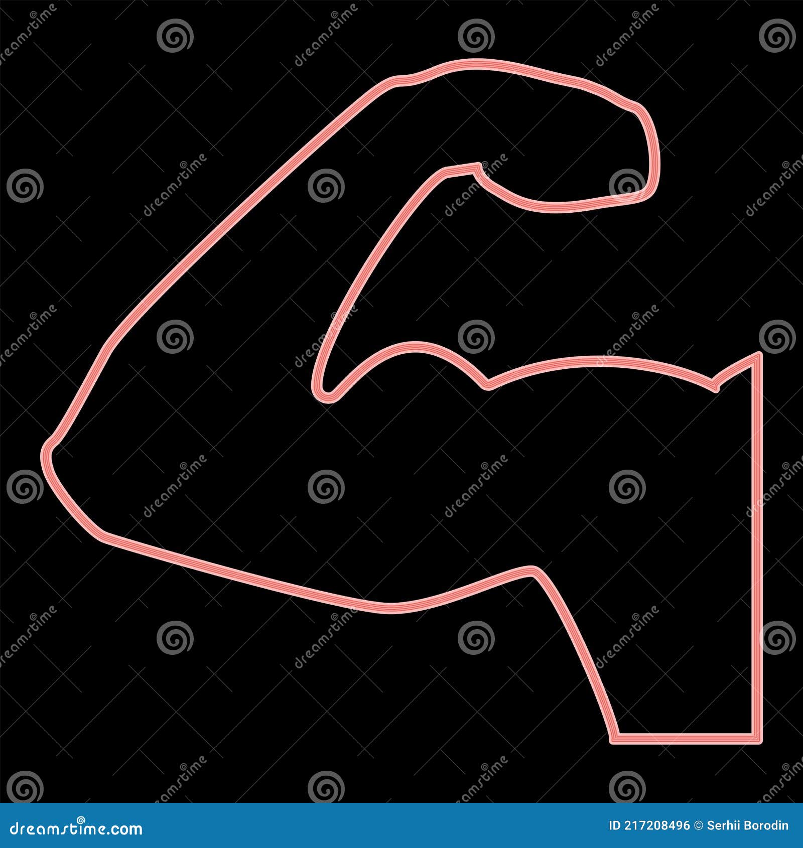 Neon Strong Arm Icon. the Red Color Vector Illustration Flat Style ...
