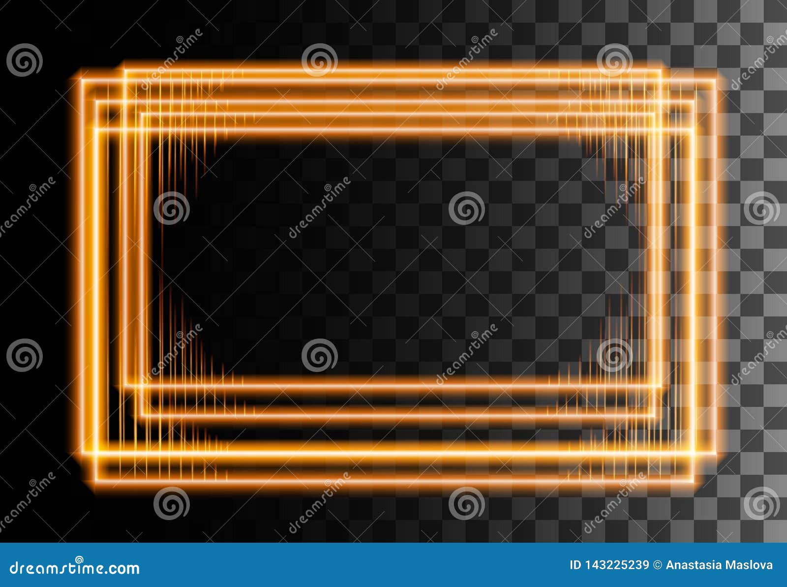 Neon Style Abstract Rectangular Frame. Yellow Effect Frame. Glittering ...