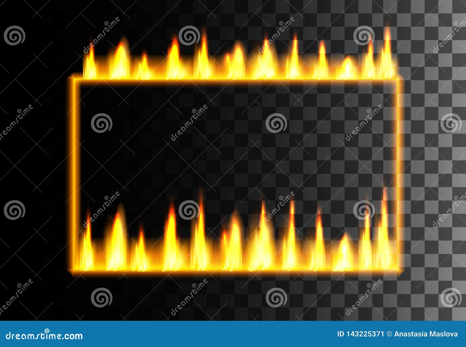 Neon Style Abstract Rectangular Frame. Yellow Effect Frame. Glittering ...