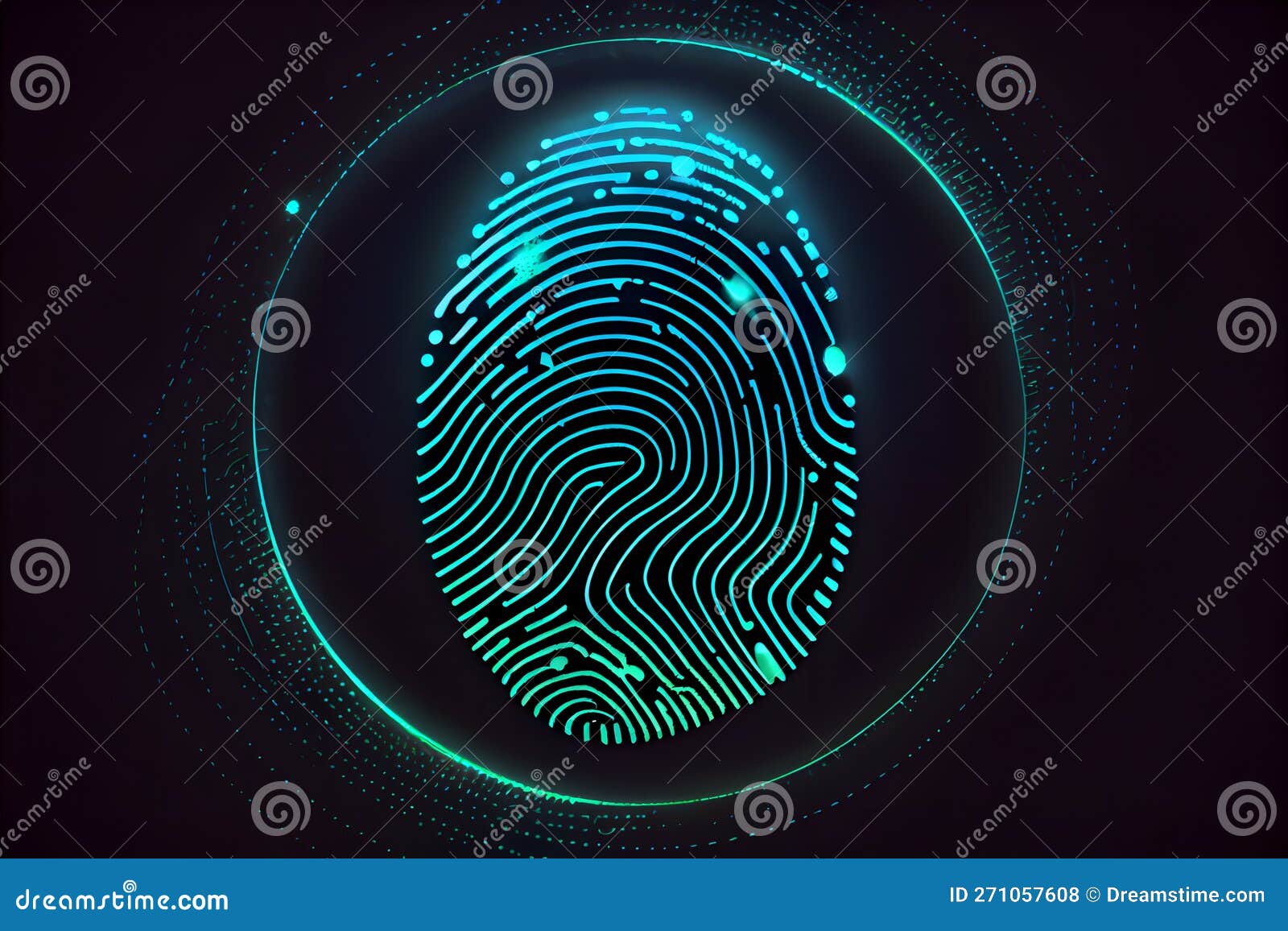Neon-style Fingerprint Scanner, Biometric Data Sensor Stock ...
