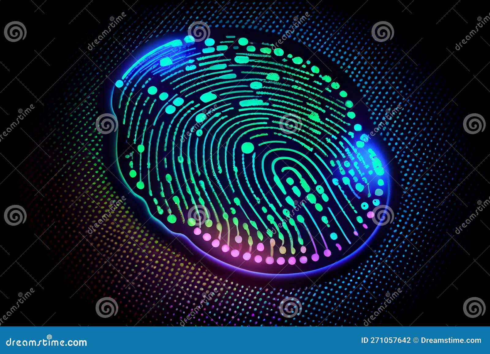 Neon-style Fingerprint Scanner, Biometric Data Sensor Stock ...