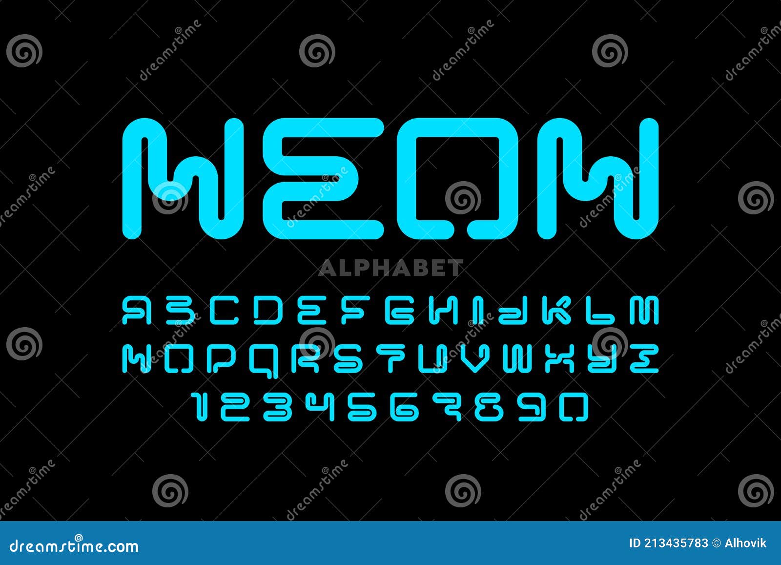 Neon style font stock vector. Illustration of neon, glowing - 213435783